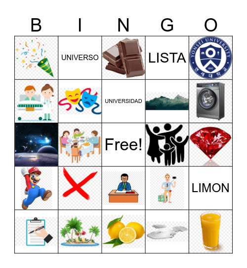 English - Spanish Cognates Bingo Card