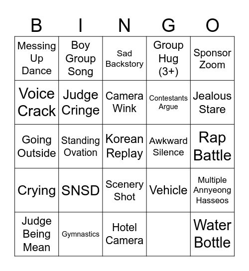 Produce 101 Bingo Card