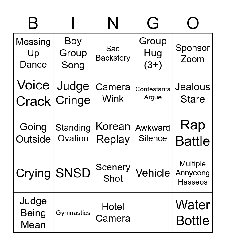 Produce 101 Bingo Card