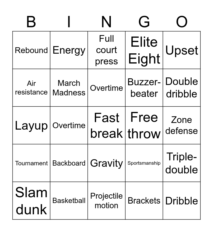 March Madness BINGO Card