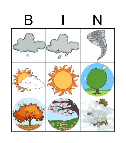 Le Meteo et les saisons Bingo Card
