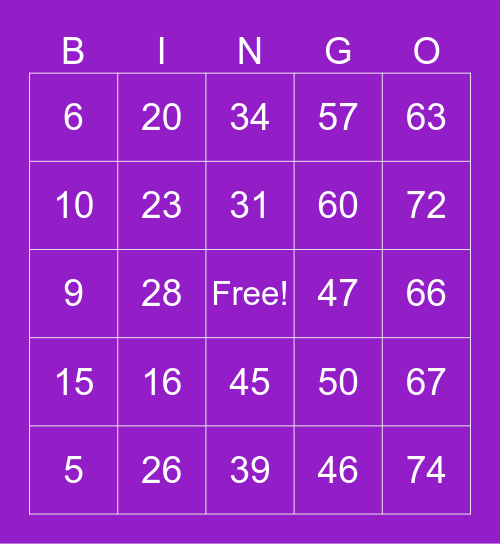 Magic Trick Bingo Card