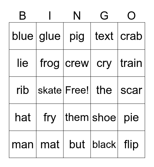 Blends Bingo Card
