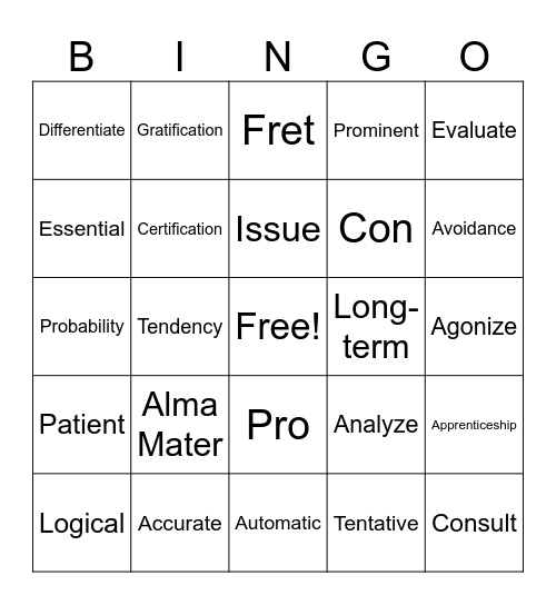 Chapter 7 Bingo Card