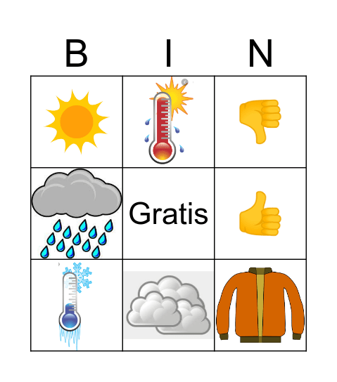 El Clima Bingo Card