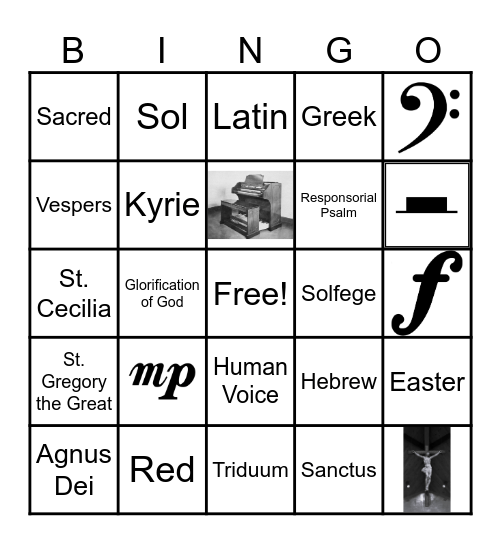 Children's Choir Bingo Card