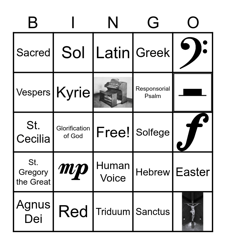 Children's Choir Bingo Card