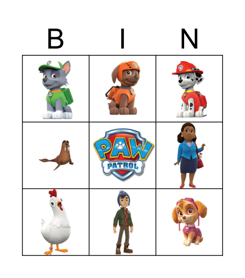 Paw Patrol Bingo Card