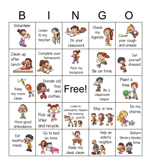 Accountability Bingo Card