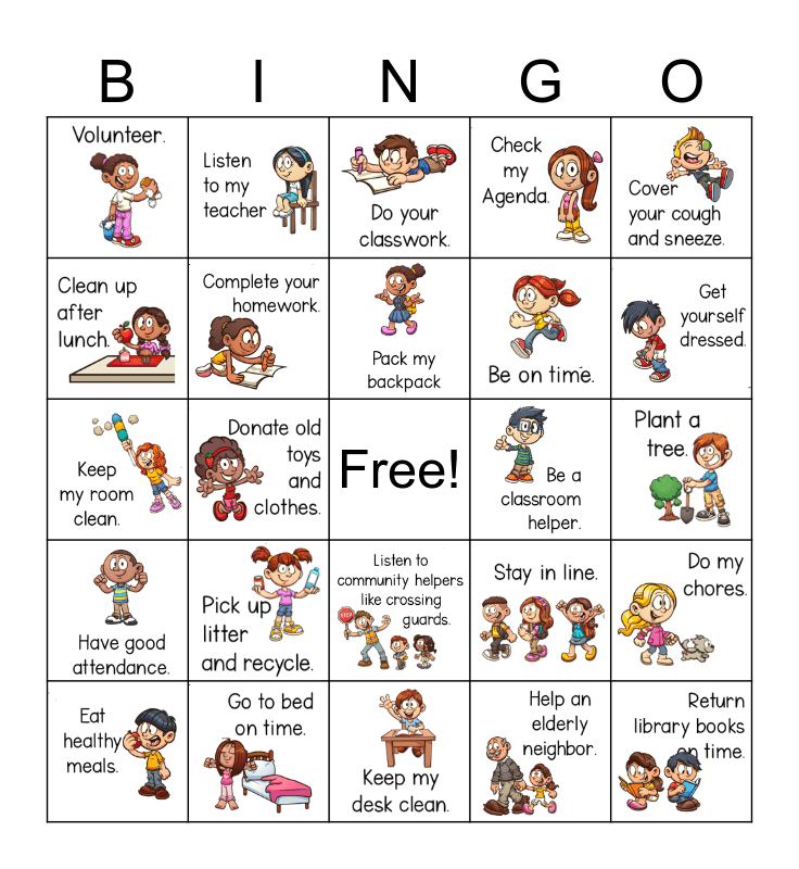 Accountability Bingo Card