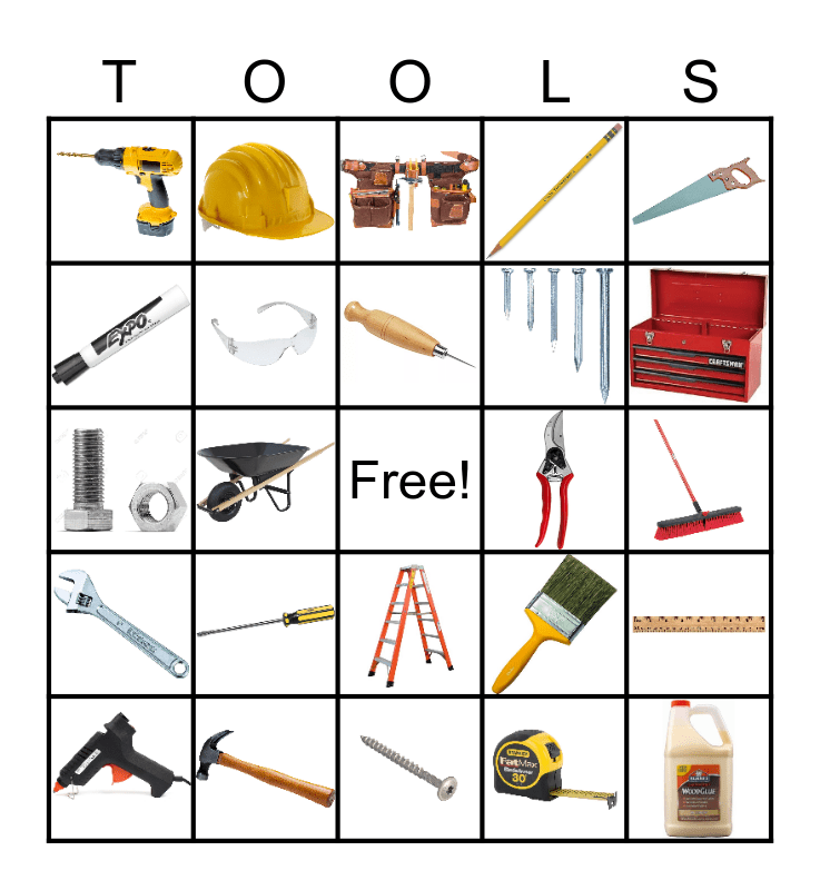 Tools Bingo Card