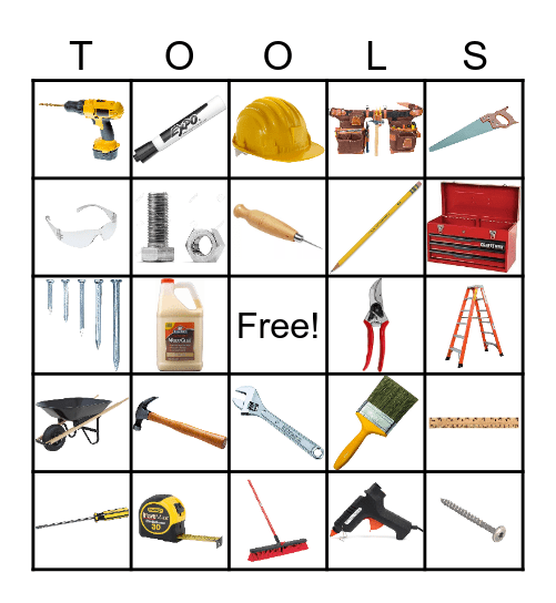 Tools Bingo Card