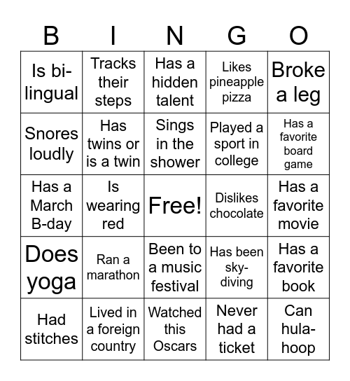 Find someone who ... Bingo Card