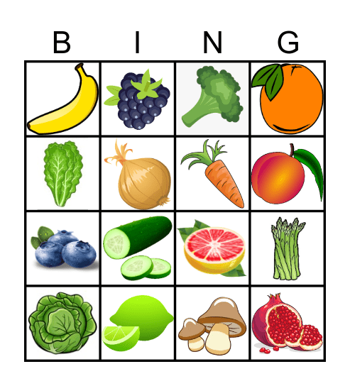 Fruits et Légumes Bingo Card