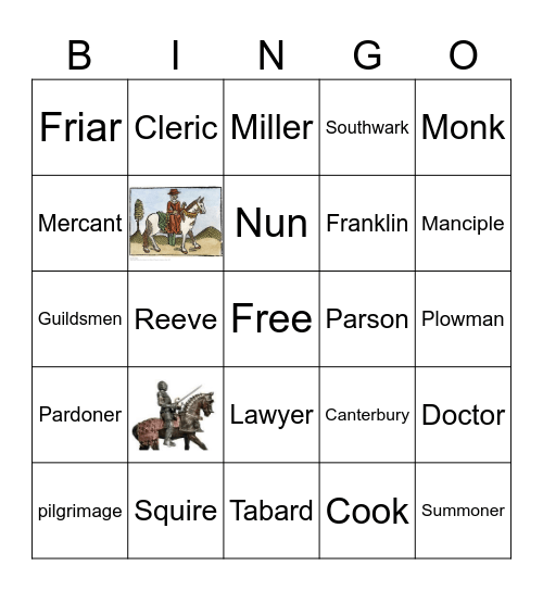 Canterbury Tales Bingo Card