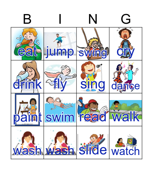 Verbs 1 Bingo Card