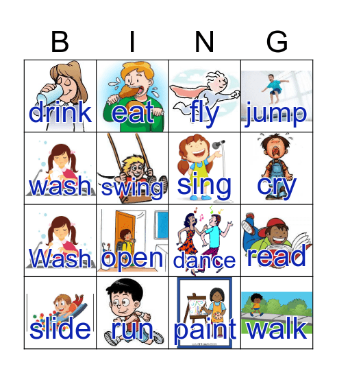 Verbs 1 Bingo Card