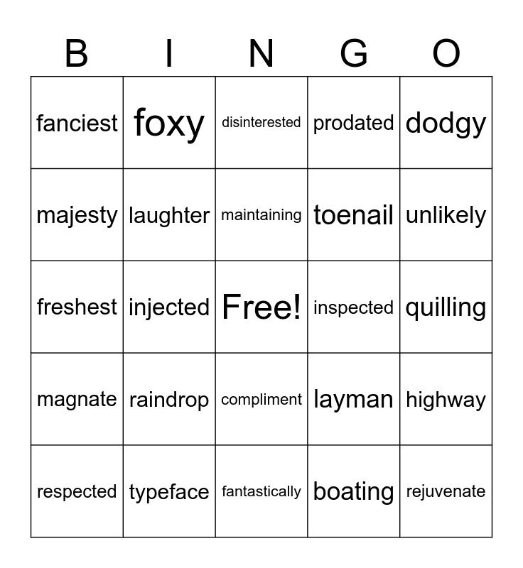 How the Mighty have fallen Bingo Card