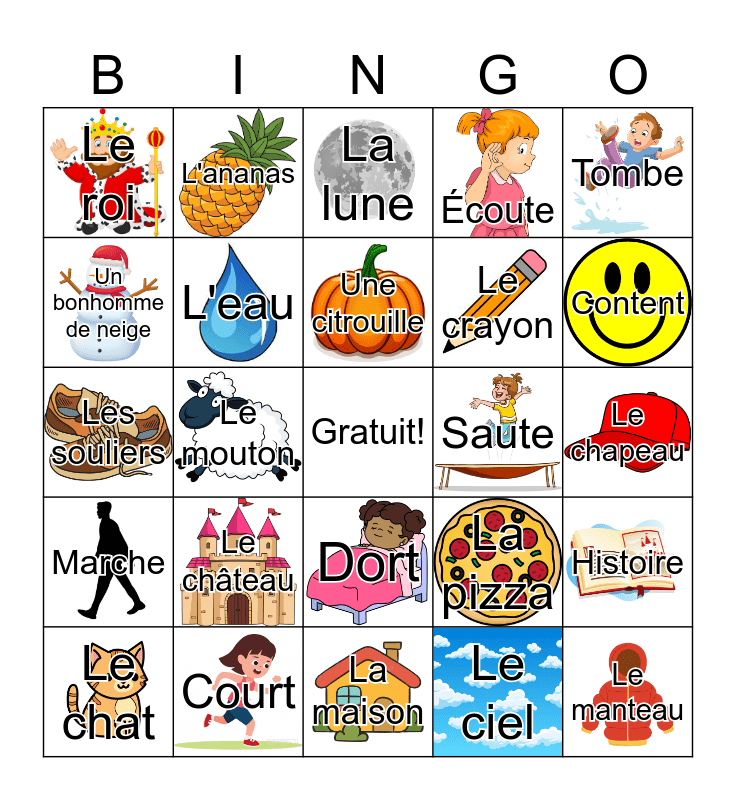 Le chat et la lune Bingo Card