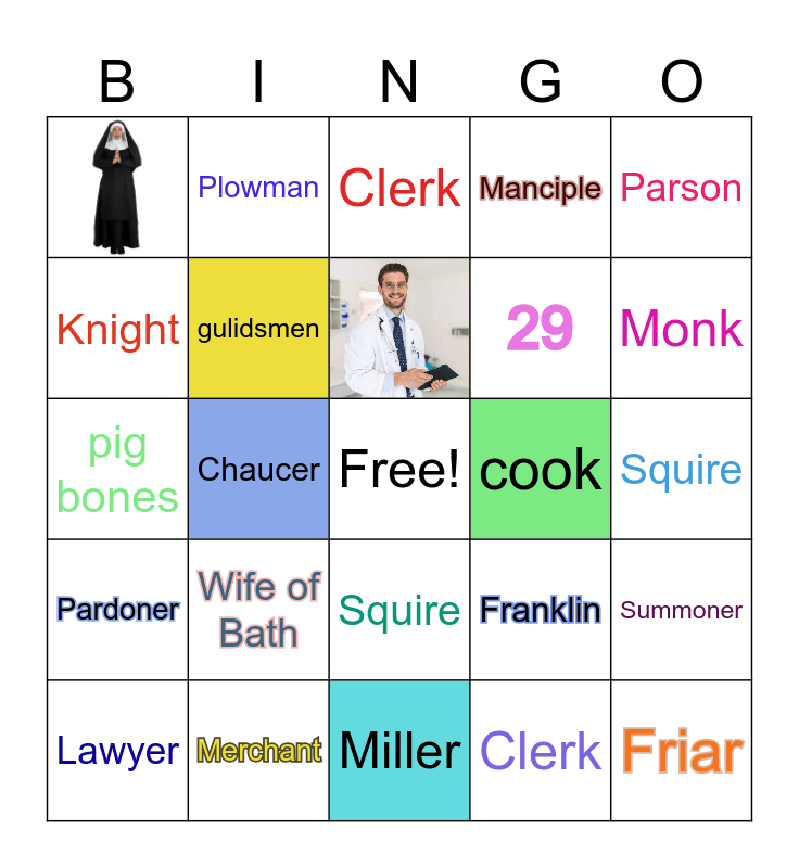 Canterbury Tales Bingo Card