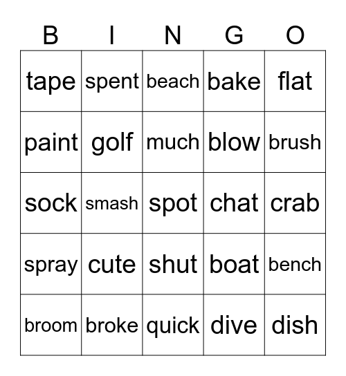 CVC-Vowel Teams Review Set 2 Bingo Card