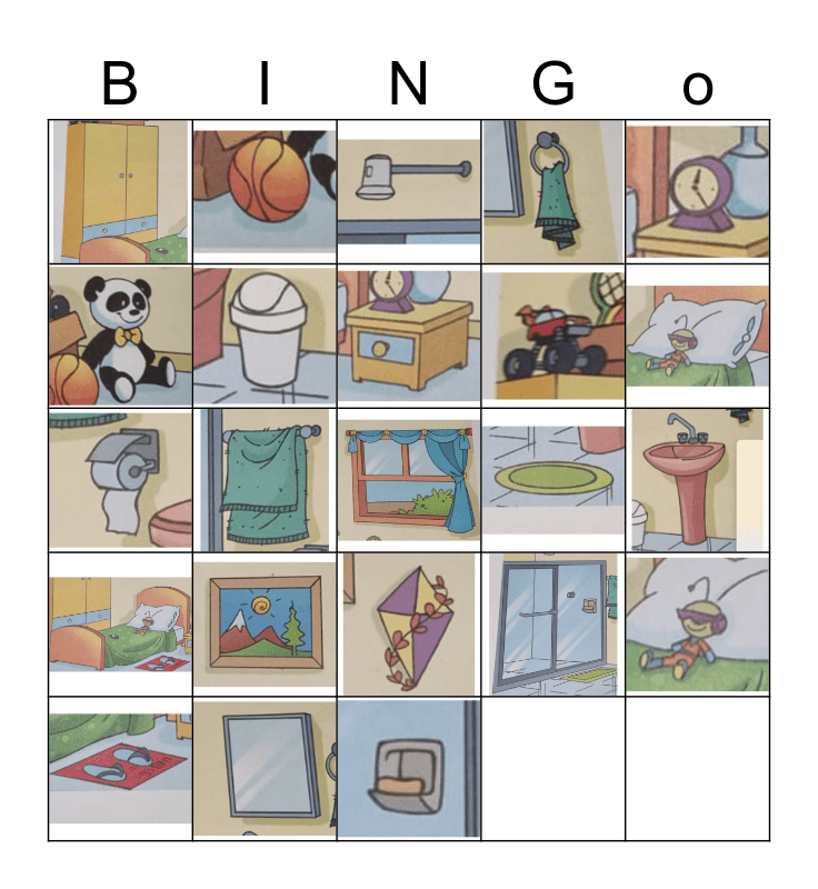 Everyday English Bedroom Vocabulary Bingo Card