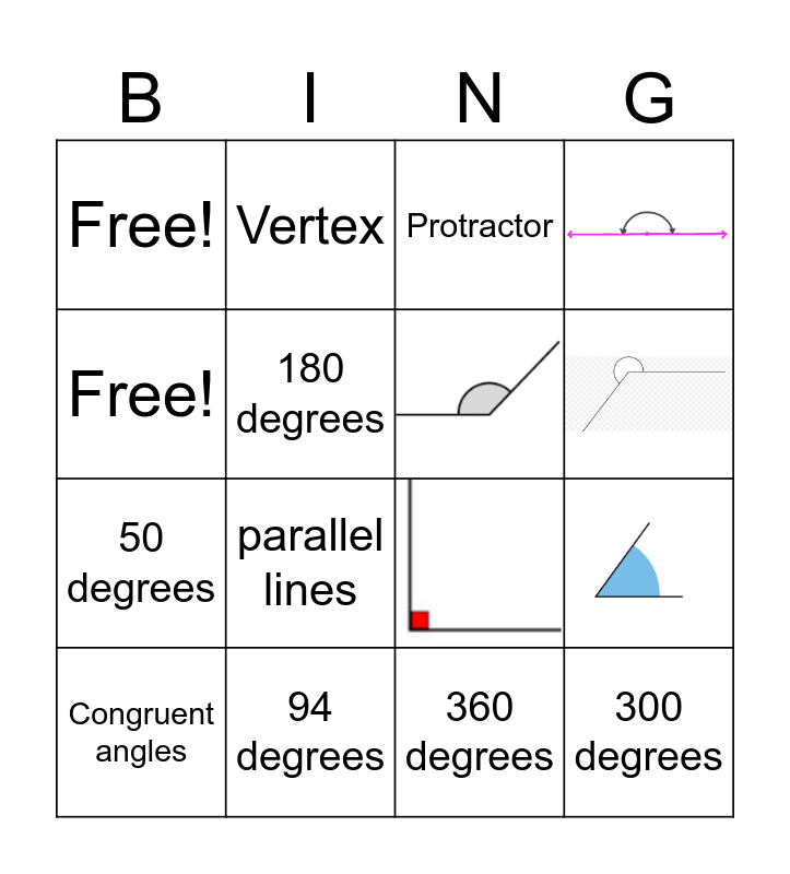 Angles Bingo Card