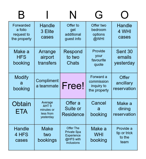 WRO EMAIL BINGO Card