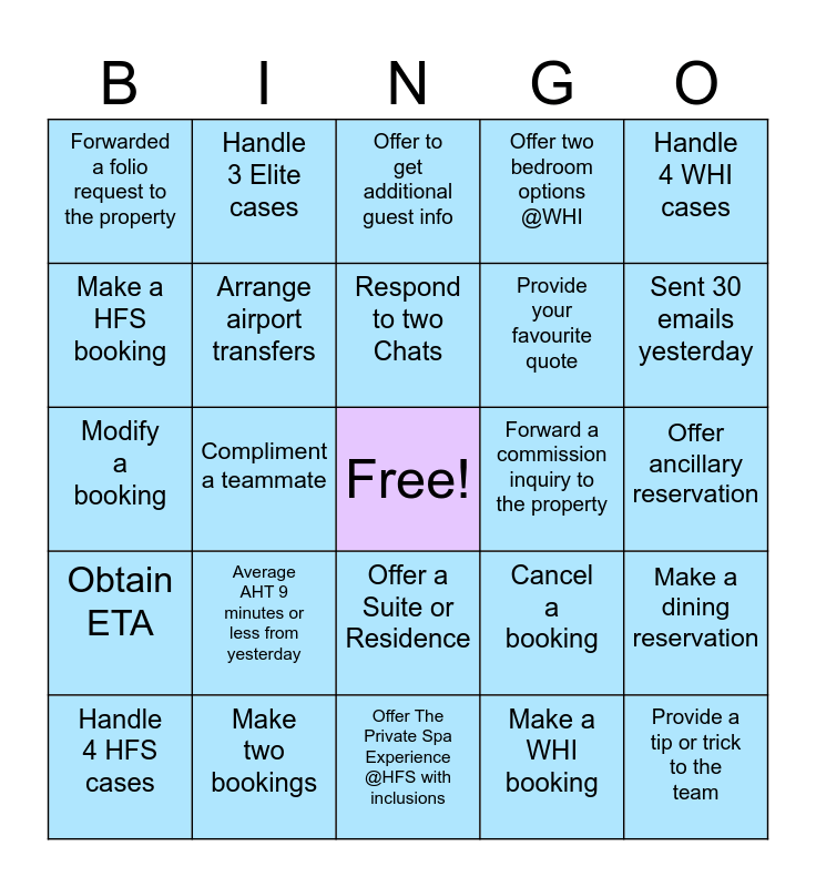WRO EMAIL BINGO Card