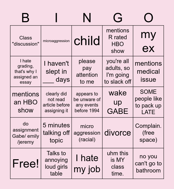 ms glenn is normal Bingo Card