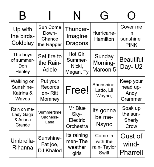 SPRING MUSICAL BINGO Card