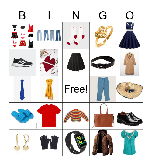 La ropa Bingo Card