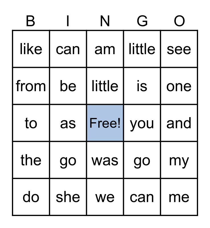 Fundations K Bingo Card