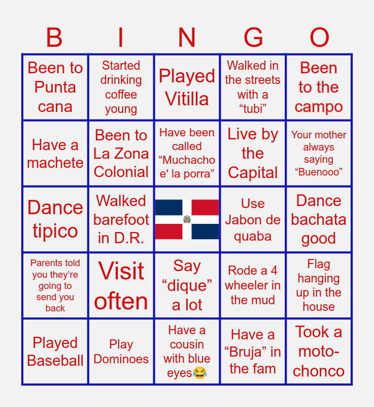 🇩🇴DOMINICAN BINGO🇩🇴 Bingo Card
