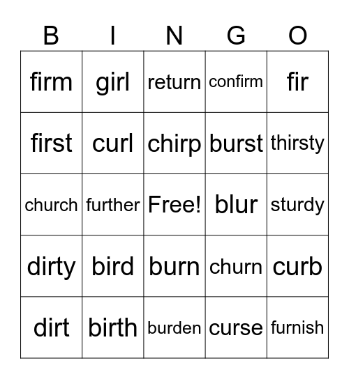 lesson 81 Bingo Card