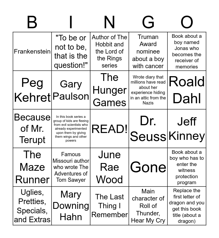 Happy Missouri Read In Day! Bingo Card