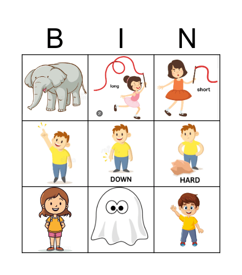 OPPOSITES Bingo Card