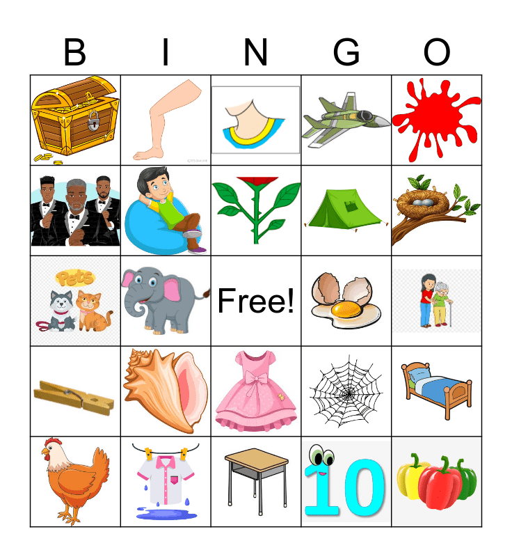 Short e Bingo Card