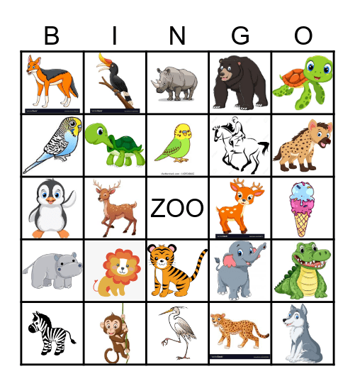 Zoo Bingo Card
