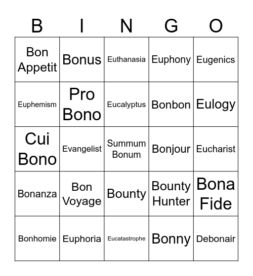 Good/Bonus/Eu Bingo Card