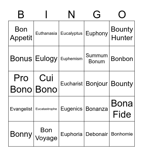 Good/Bonus/Eu Bingo Card