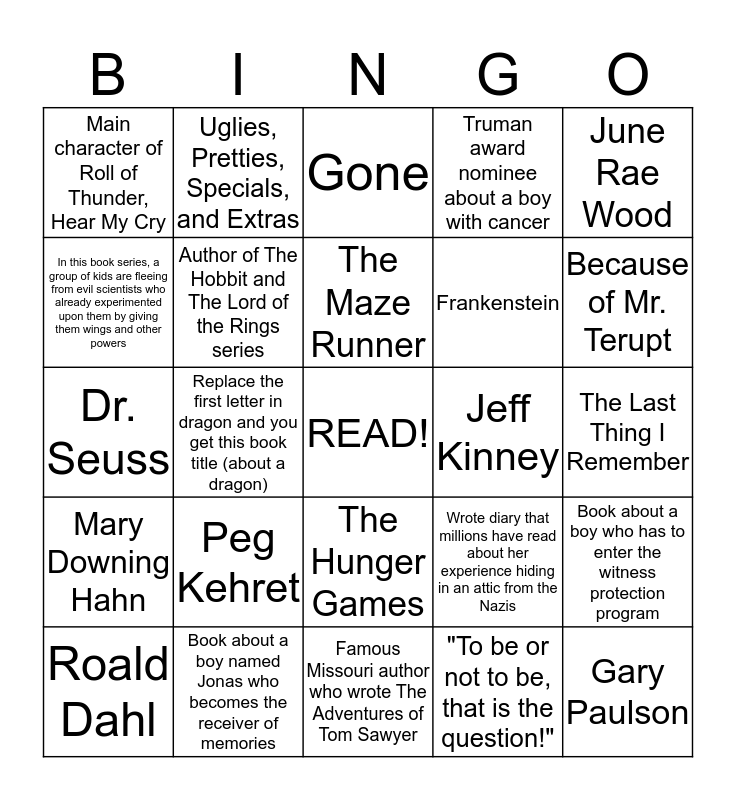 Happy Missouri Read In Day! Bingo Card