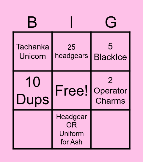 R6 Siege 100 Pack Bingo! Bingo Card