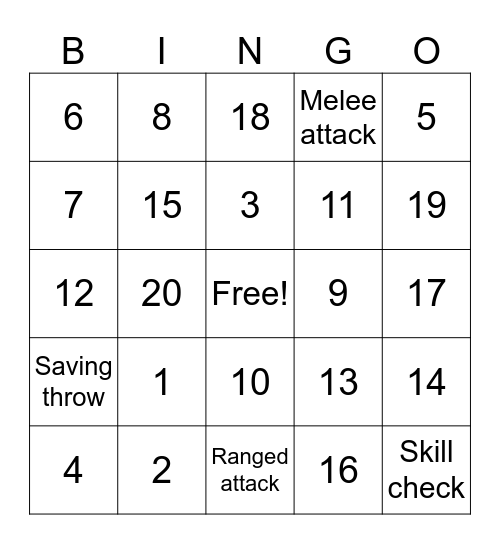 Most Generic D&D Bingo Card