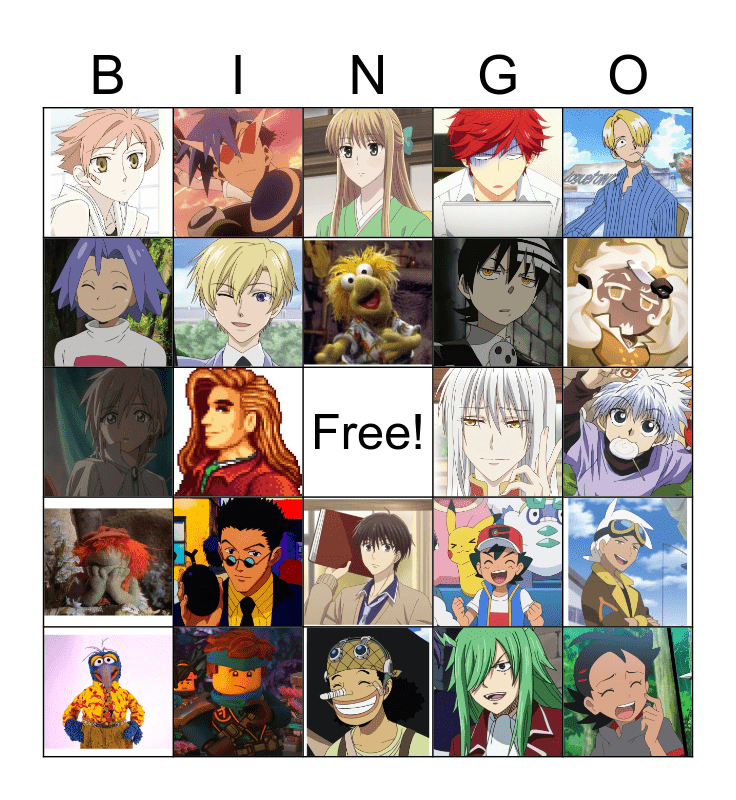Favorite Male Character BINGO! Bingo Card
