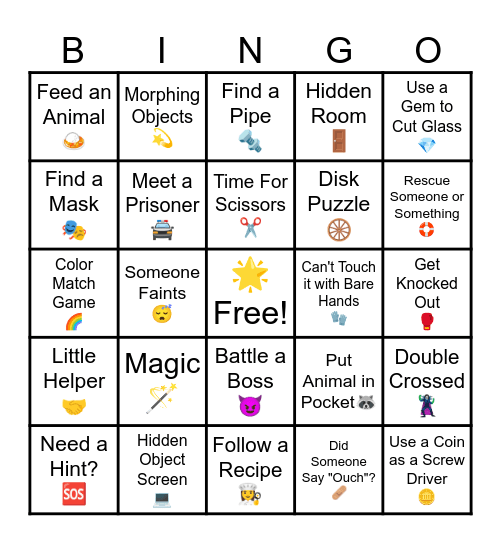 Hidden Object Bingo Card