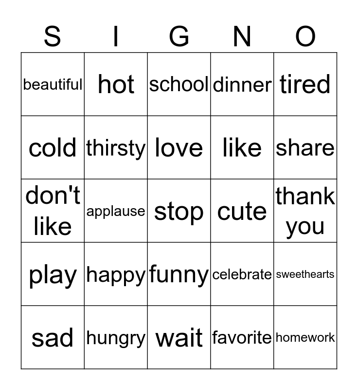 SIGNO! Bingo Card