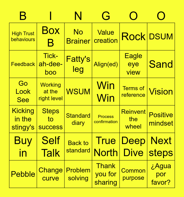 SOE Bingo card Bingo Card