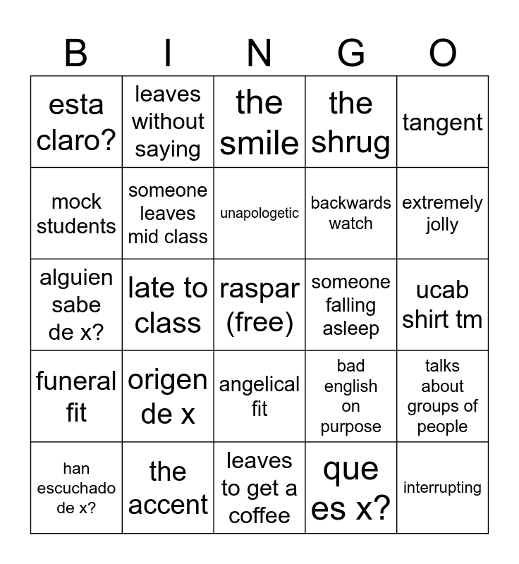omar program 3 Bingo Card