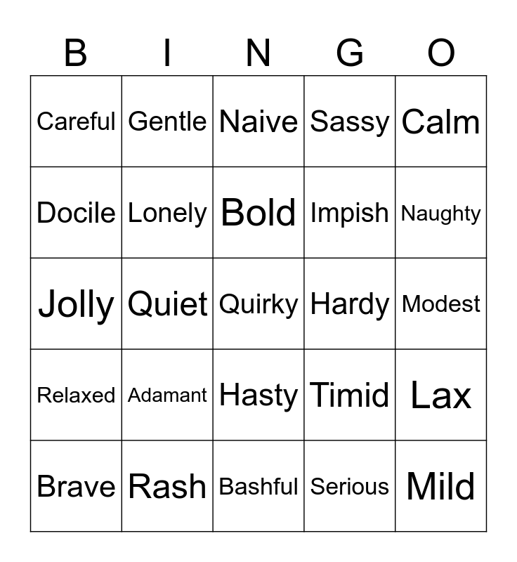 PKM Natures Bingo Card